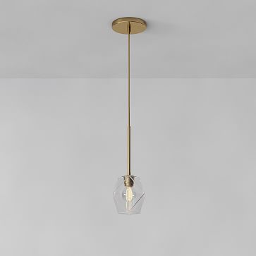 Sculptural Glass Faceted Pendant Light - Clear (7") | West Elm