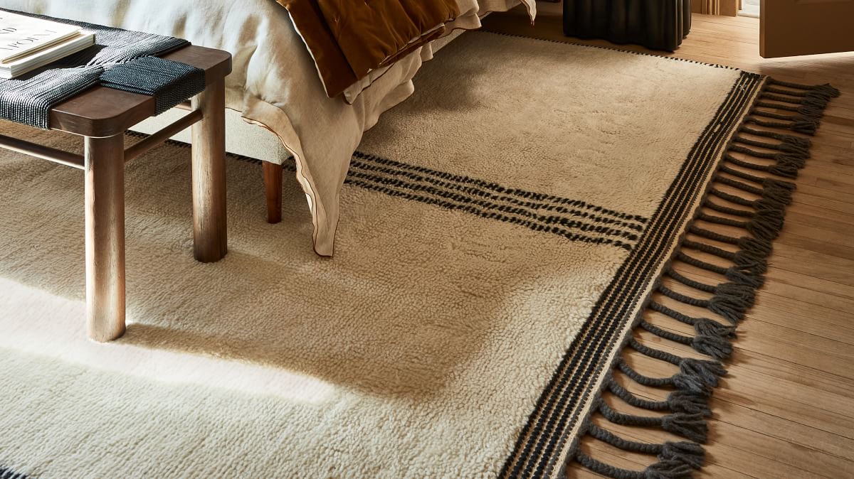 Center Stripe Shag Rug | West Elm