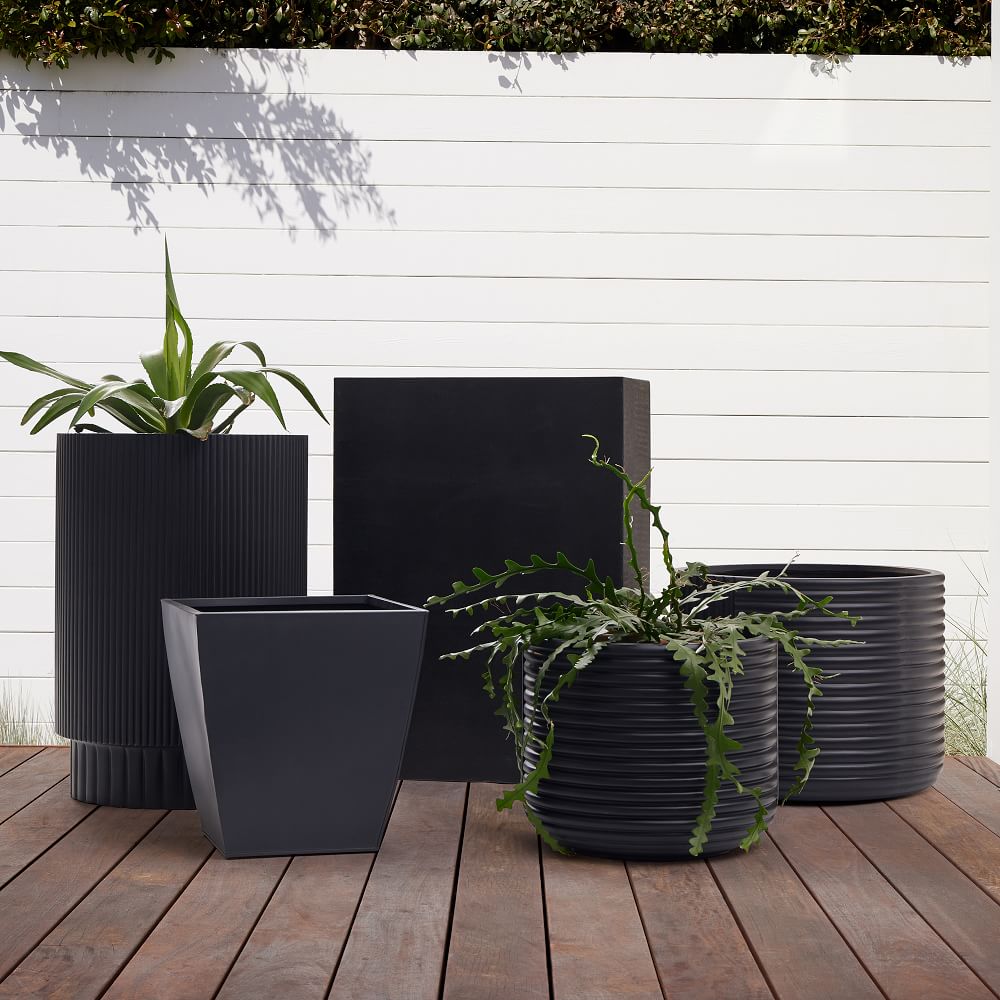Fluted Ficonstone Indoor/Outdoor Planters | West Elm