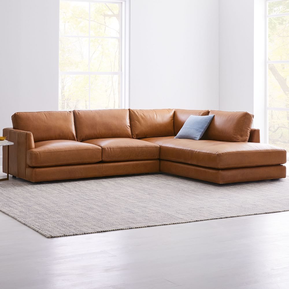 Haven Leather 2-Piece Bumper Chaise Sectional (108") | West Elm