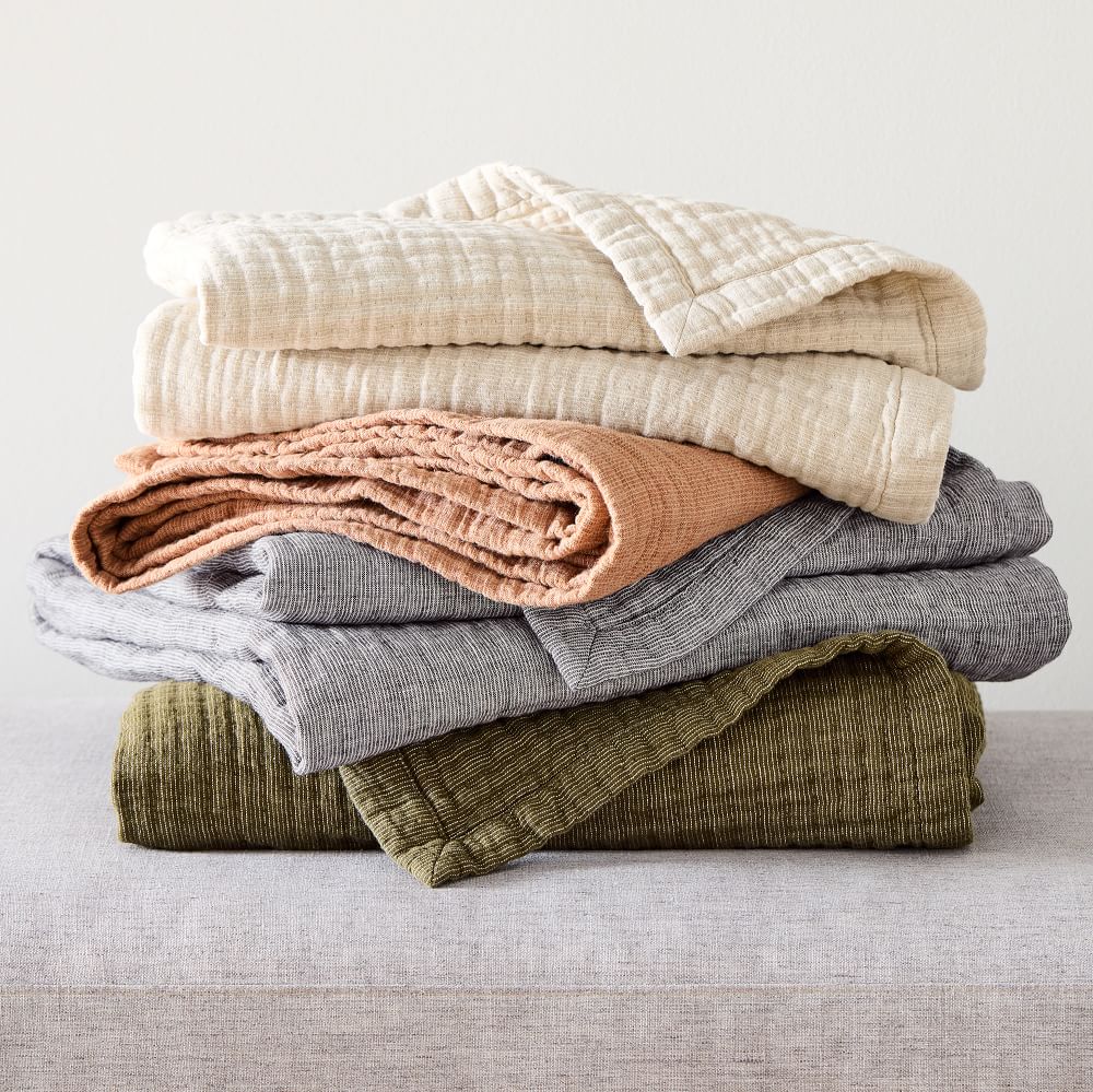 Linen Cotton Solid Throw | West Elm