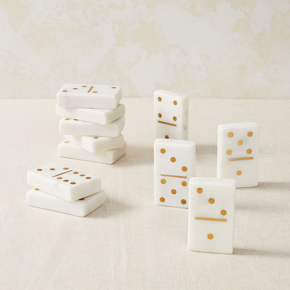 Marble & Brass Domino Set | West Elm