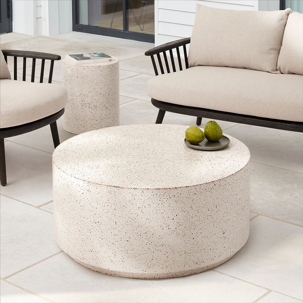 Terrazzo Drum Outdoor Round Coffee Table (36") | West Elm