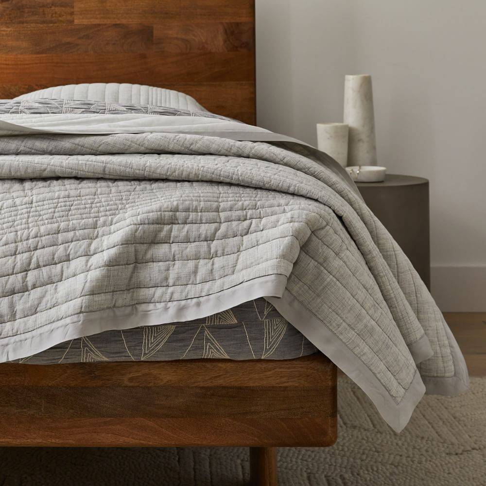 European Flax Linen Linework Quilt & Shams | West Elm
