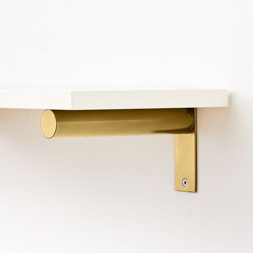 Linear White Lacquer Wall Shelves with Jordan Brackets | West Elm