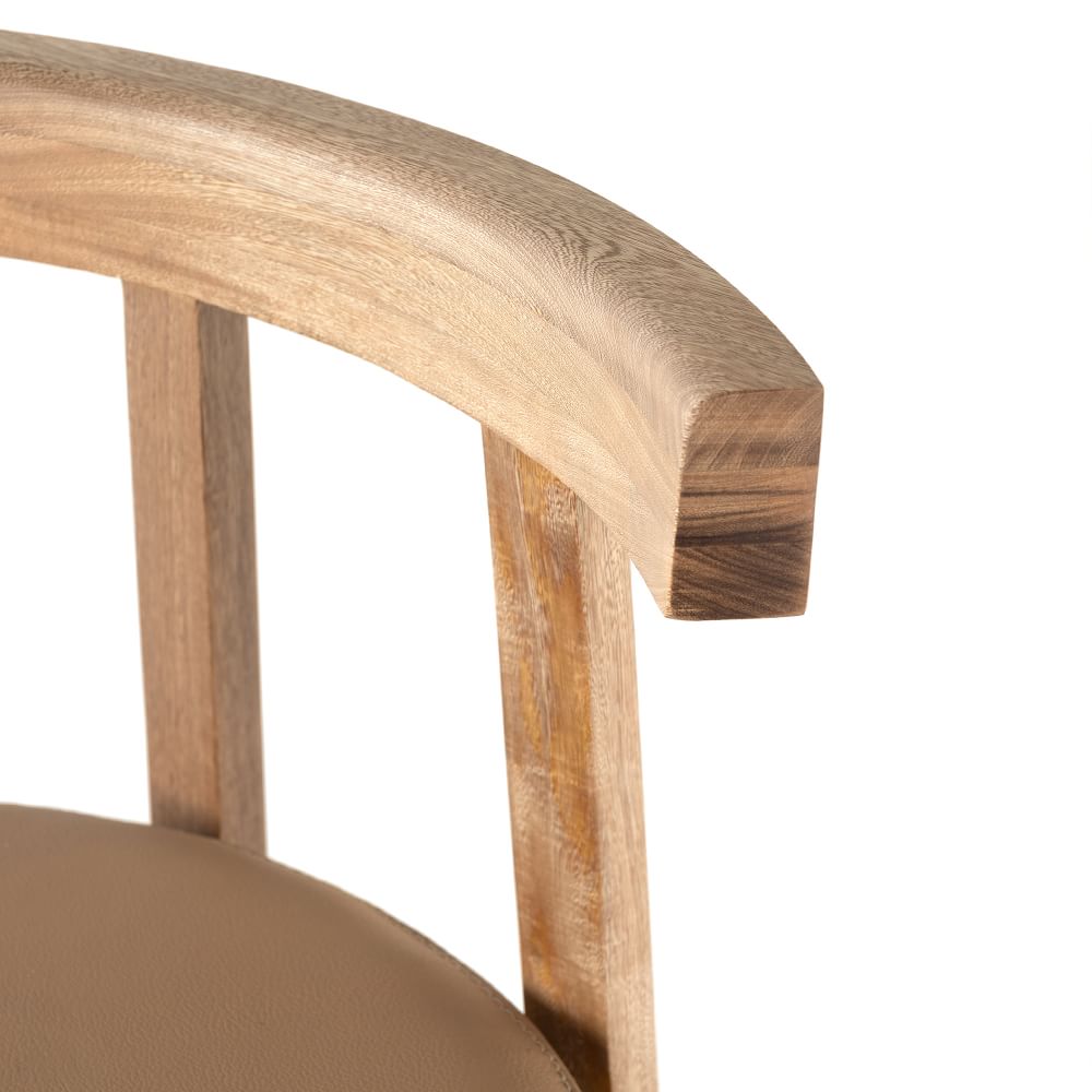 Wraparound Wood & Leather Stool | West Elm