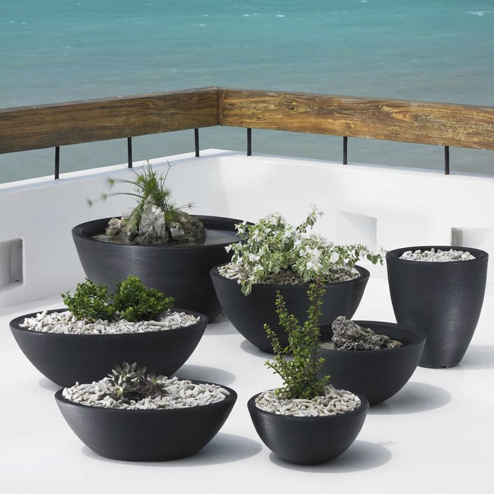 Grooved Plastic Indoor/Outdoor Bowl Planters | West Elm