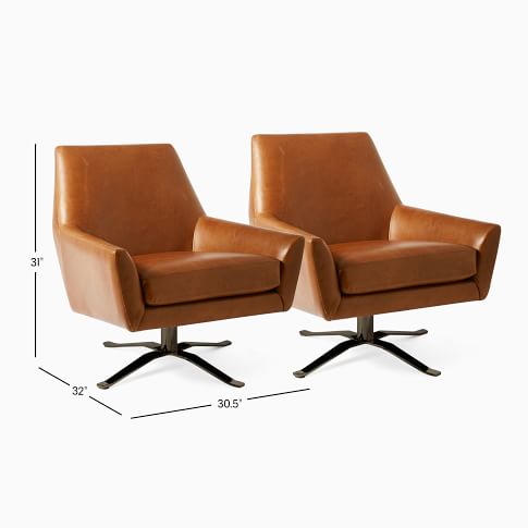 Lucas Leather Swivel Base Chair | West Elm