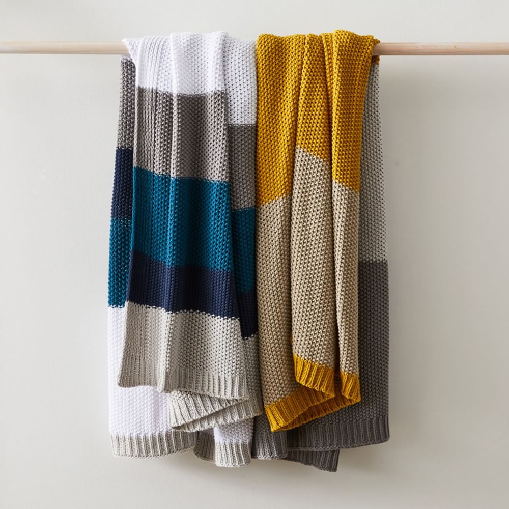 Modern Striped Cotton Knit Throw | West Elm