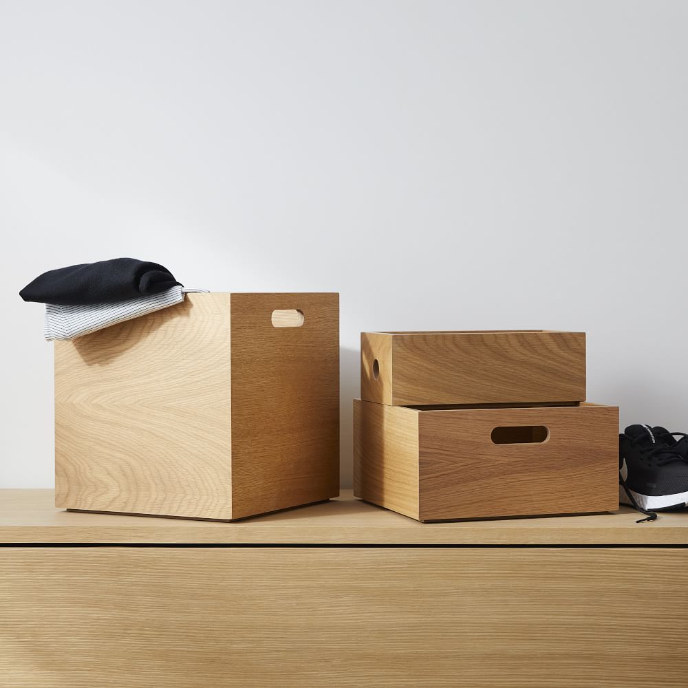 Jasper Wood Stacking Baskets - Oak | West Elm