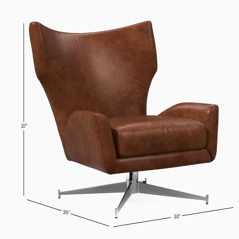 Hemming Leather Swivel Chair | West Elm