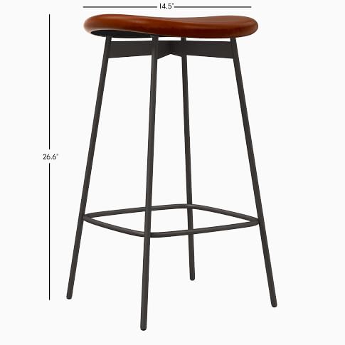 Modern Petal Backless Counter Stool - Leather | West Elm