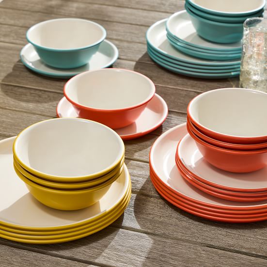 Flared Pop-Tone Melamine Dinner Plate Sets | West Elm