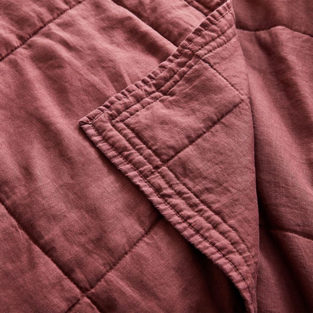 European Flax Linen Box Stitch Quilt & Shams | West Elm