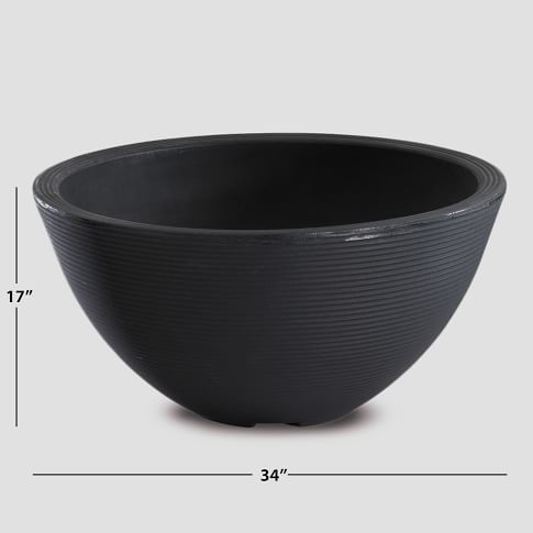 Grooved Plastic Indoor/Outdoor Bowl Planters | West Elm