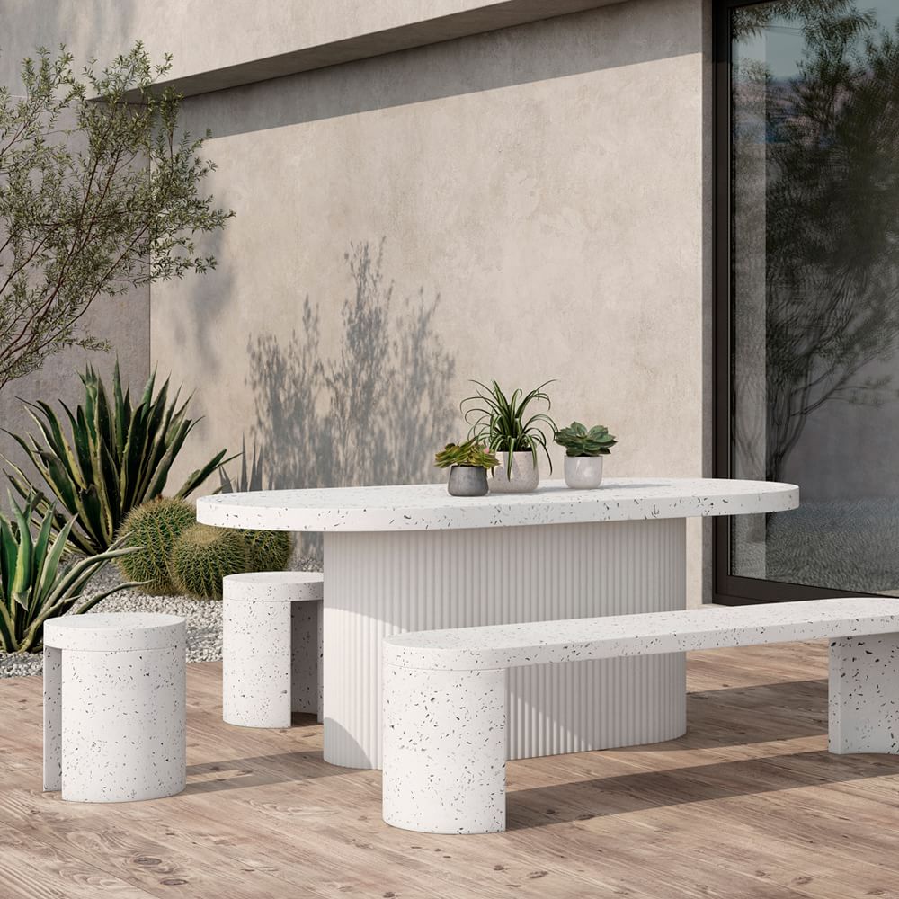 Terrazzo Concrete Outdoor Stool | West Elm