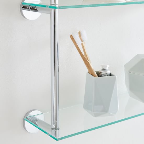 Modern Overhang Double Glass Bathroom Shelf | West Elm