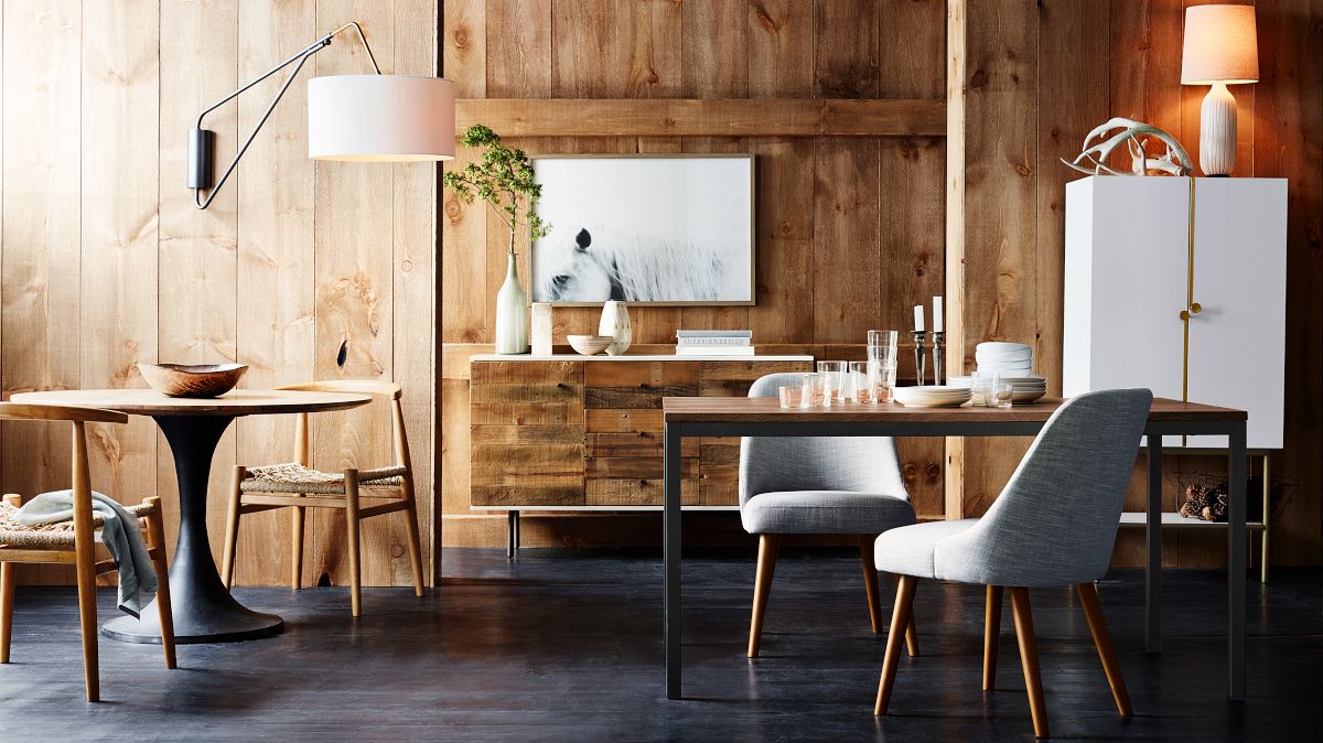 Mid-Century Upholstered Dining Chair - Wood Legs | West Elm