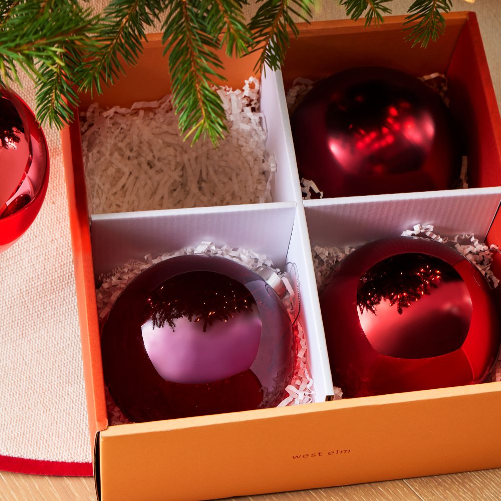 Large Tonal Red Ornaments (Set of 4) | West Elm