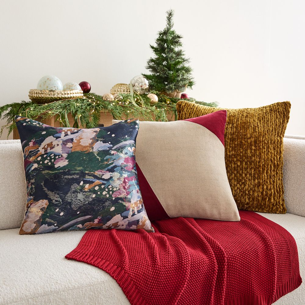 Cotton Linen & Velvet Corners Pillow Cover | West Elm