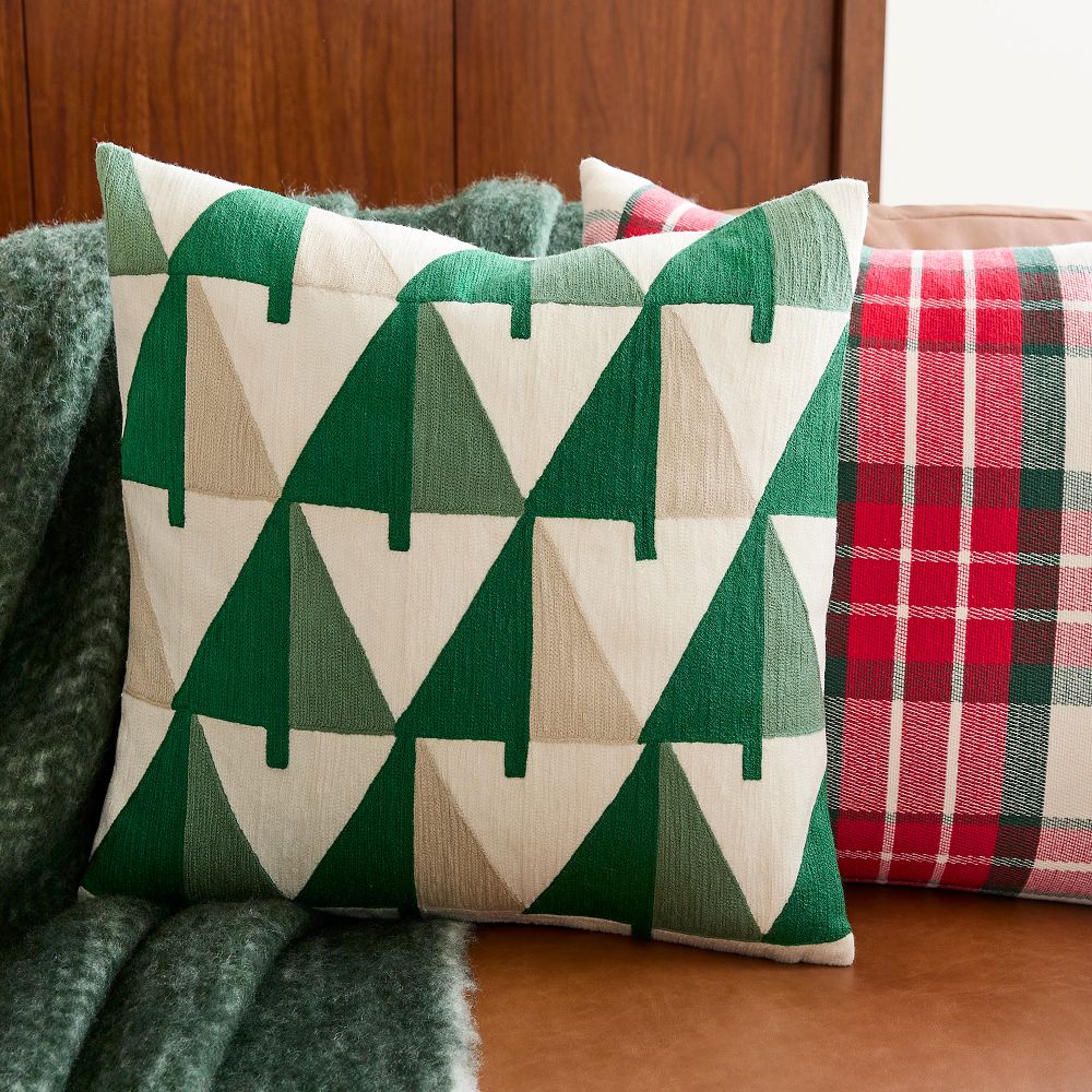 Crewel Colourblock Trees Pillow Cover | West Elm