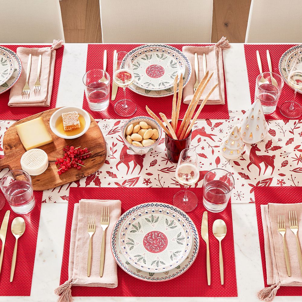 Scandi Wood Block Cotton Runner | West Elm