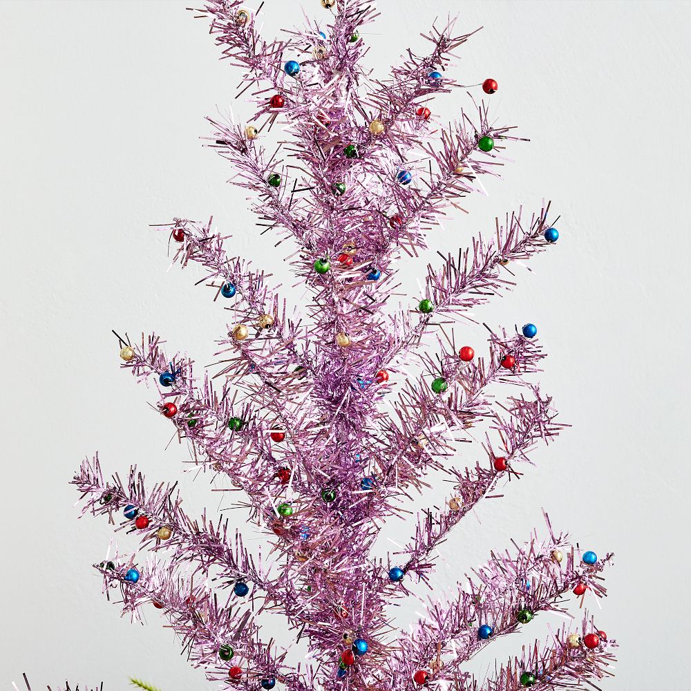Mini Tabletop Tree - Pink Tinsel | West Elm