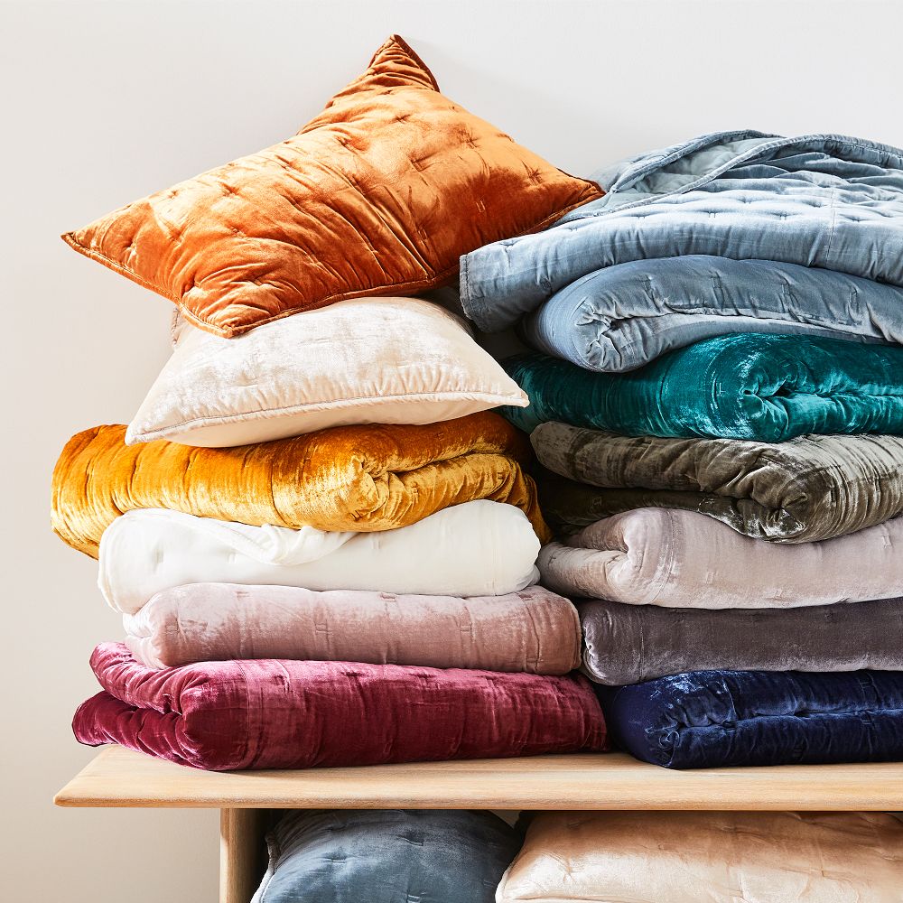 Lush Velvet Tack Stitch Quilt & Shams | West Elm