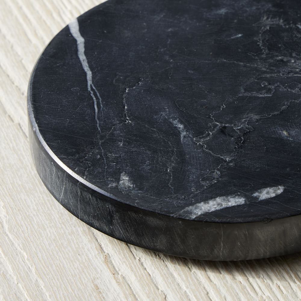 Black Marble Round Coasters (Set of 4) | West Elm