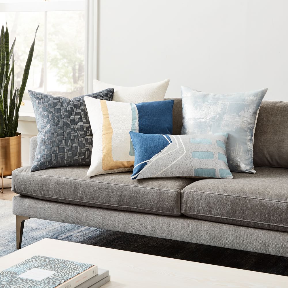 Embroidered Painted Corner Pillow Cover | West Elm