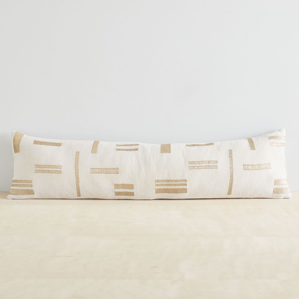 Embroidered Metallic Blocks Oversized Lumbar Pillow Cover | West Elm