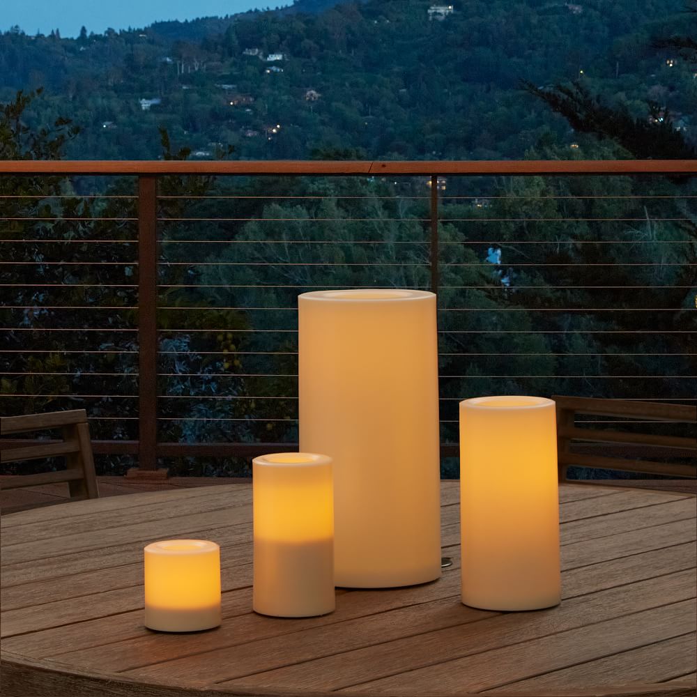 Outdoor Flickering Flameless Pillar Candles | West Elm