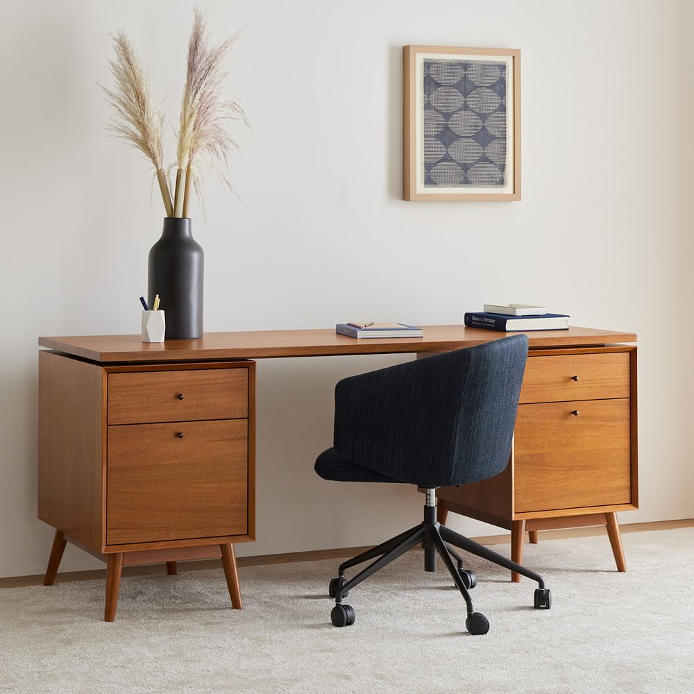 Mid-Century Modular Desk w/ 2 File Cabinets (70") | West Elm
