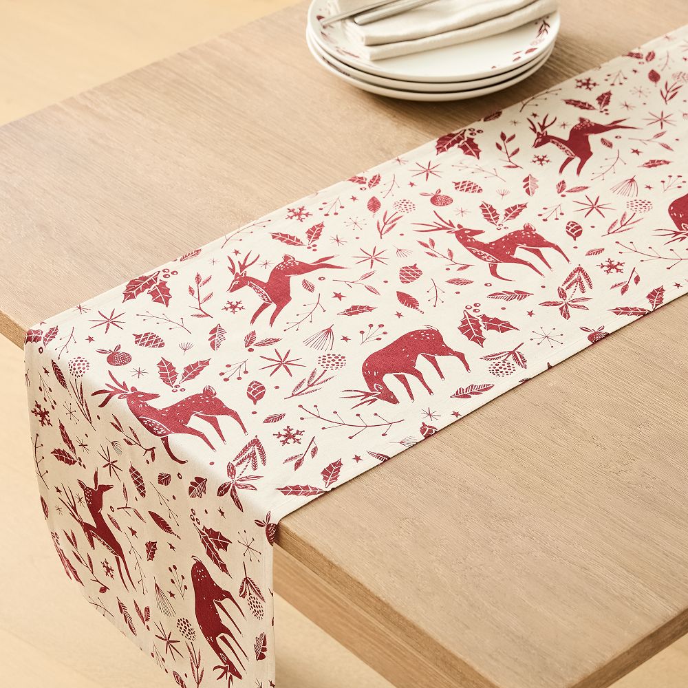 Scandi Wood Block Cotton Runner | West Elm