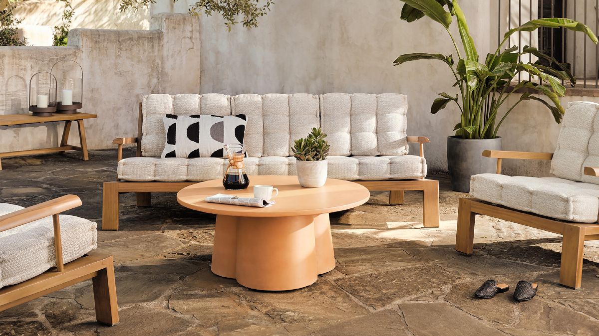 Outdoor Teak Block Leg Sofa | West Elm