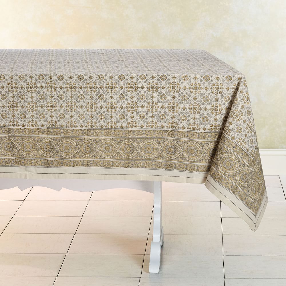 Artisan Block-Print Cotton Tablecloth | West Elm