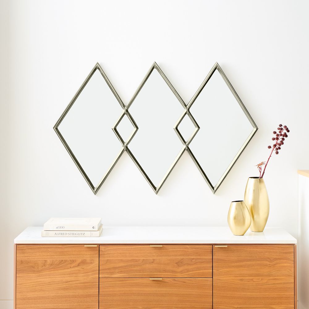 Overlapping Diamonds Metal Wall Mirror - 54"W x 36"H | West Elm