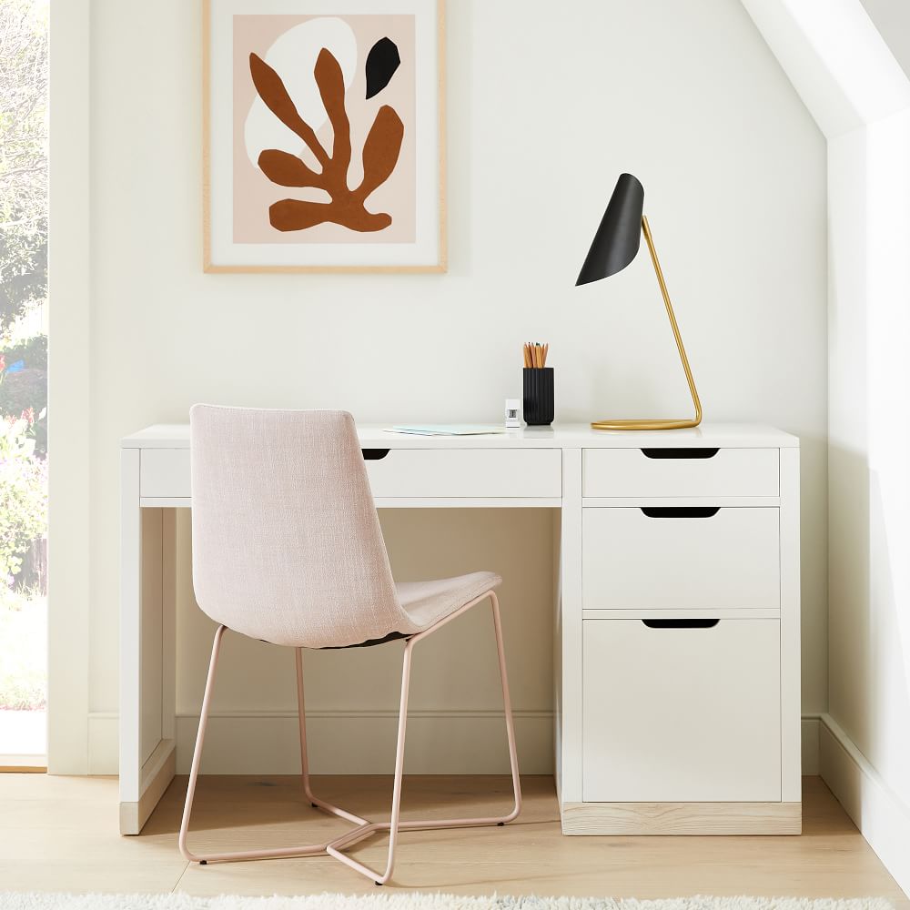 Rhys Desk (52") - Weathered White/Simply White | West Elm