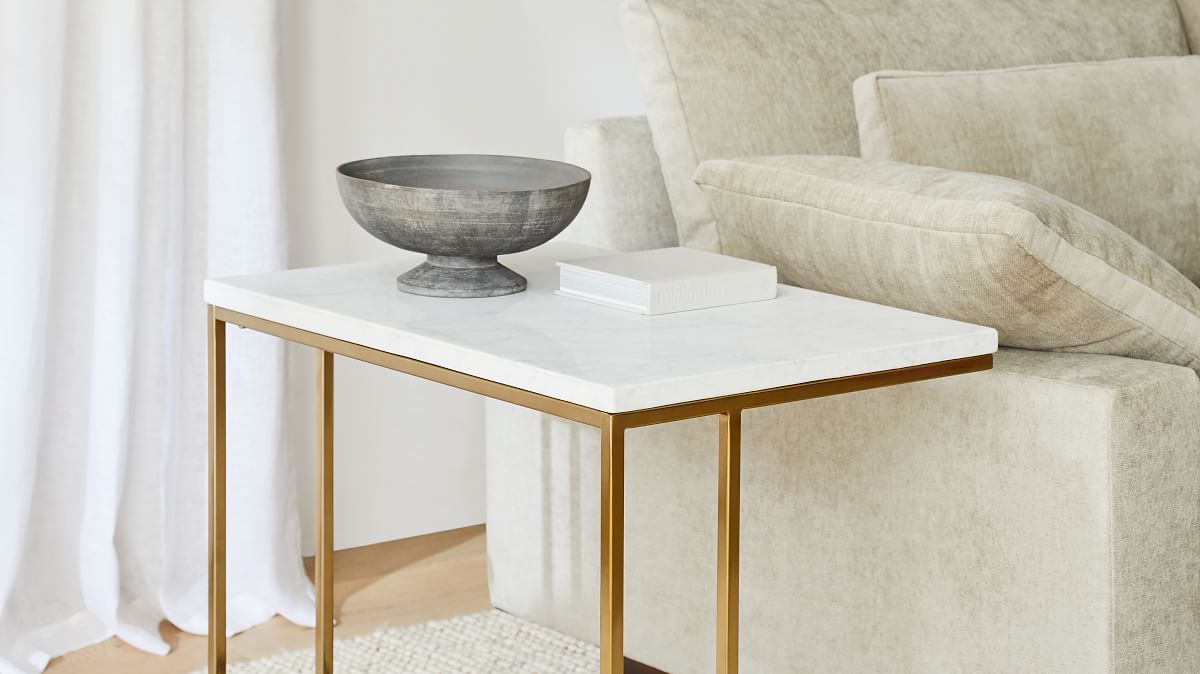 Streamline Wide C-Side Table (26") - Marble | West Elm