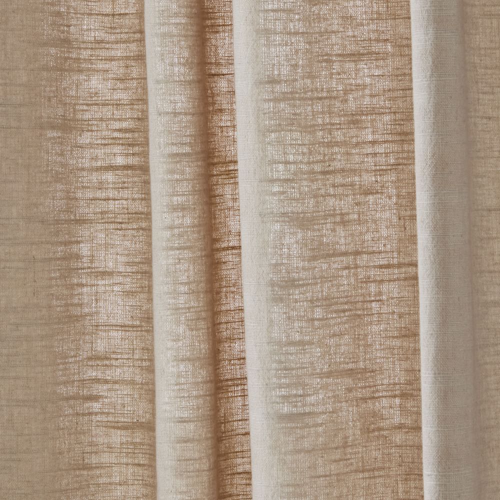 Textured Luxe Linen Curtain - Sand | West Elm