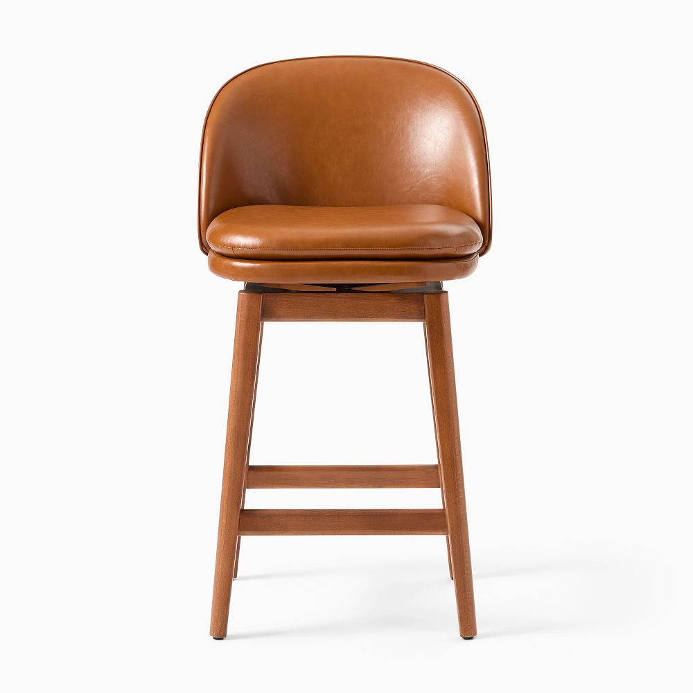 Wayne Leather Armless Swivel Bar & Counter Stools | West Elm