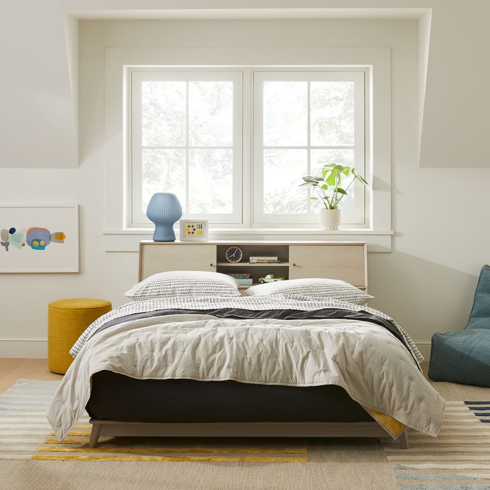 Mid-Century Platform Storage Bed - Pebble | West Elm