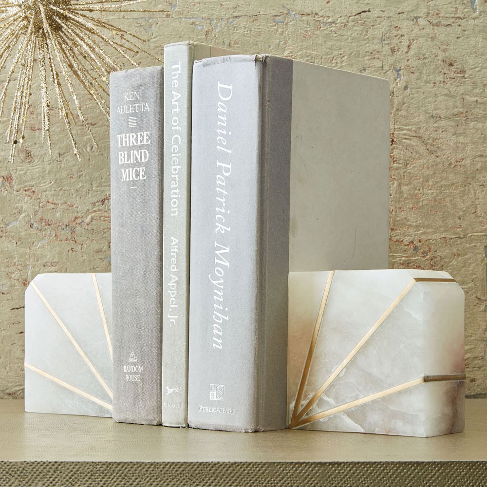 Deco Alabaster Stone Bookends | West Elm