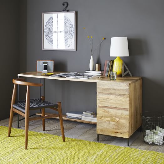 Industrial Modular Desk w/ File Cabinet & Bookcase | West Elm