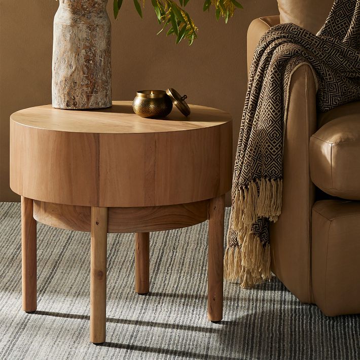 Wood Drum Side Table (22") | West Elm