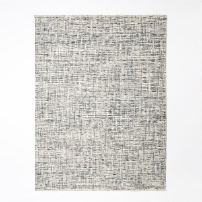 Mid-Century Heathered Basketweave Wool Rug | West Elm