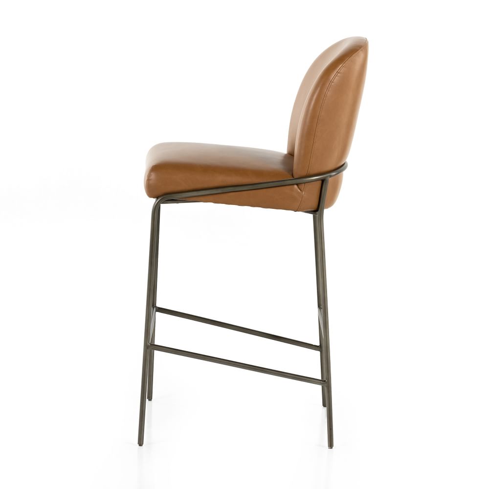 Curved Back Leather Counter & Bar Stool | West Elm
