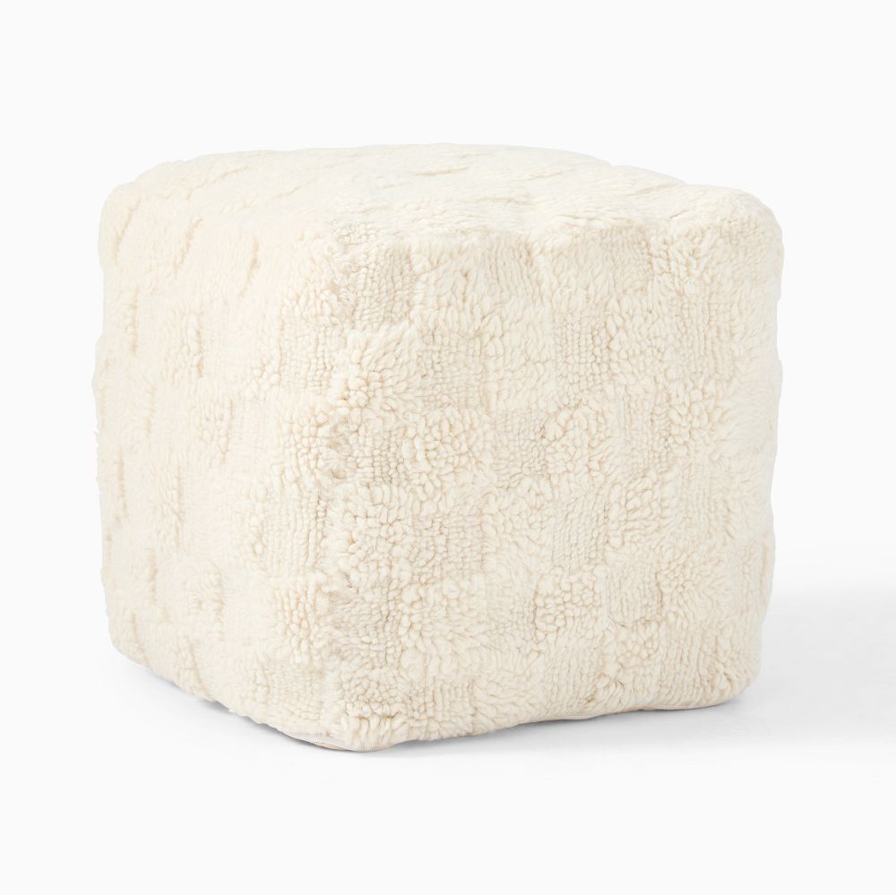 Checkerboard Shag Pouf | West Elm