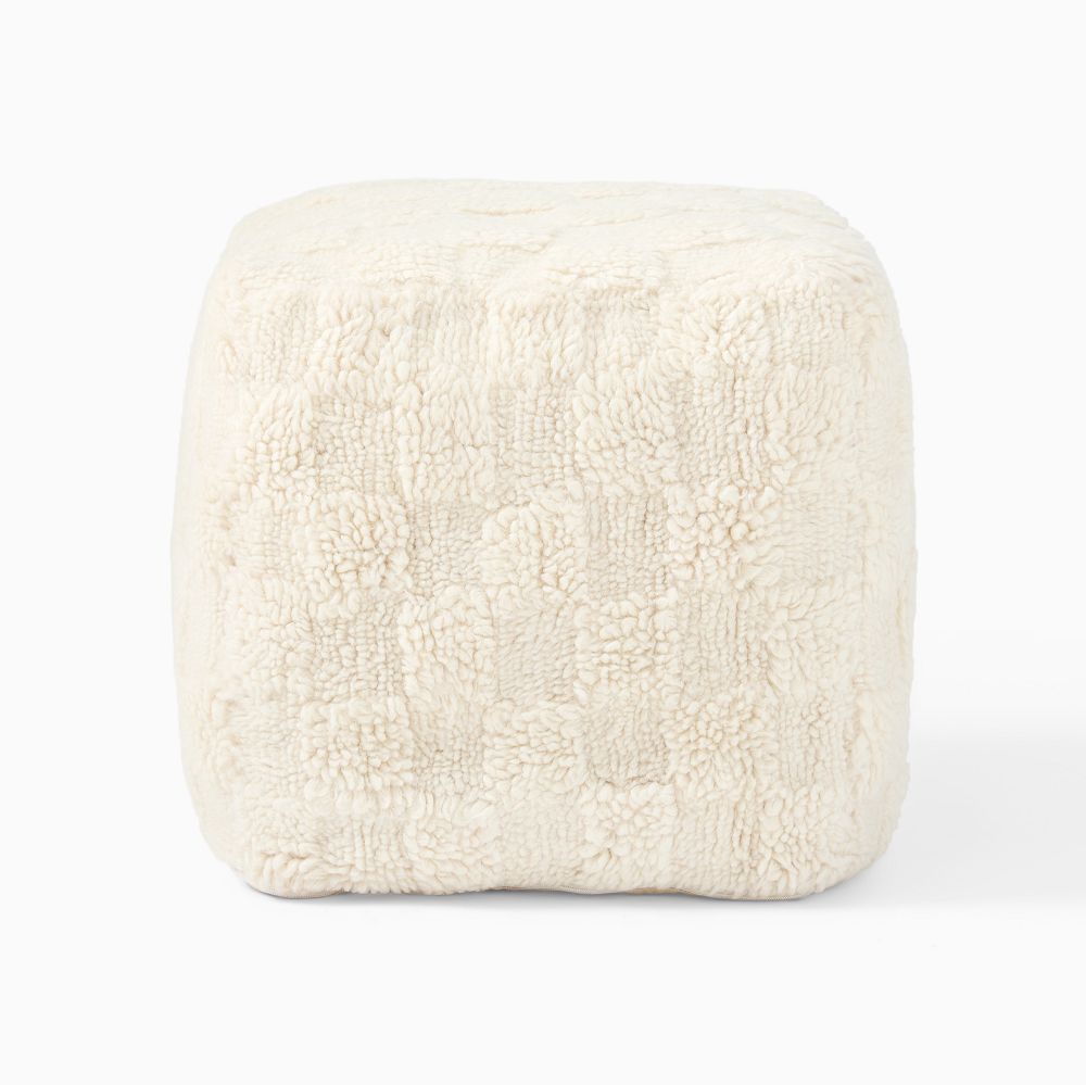 Checkerboard Shag Pouf | West Elm