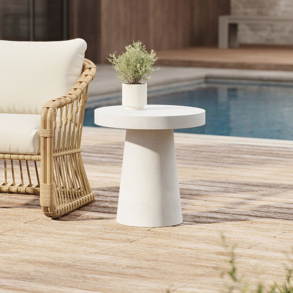 Concrete Pedestal Outdoor Round Side Table (18") | West Elm
